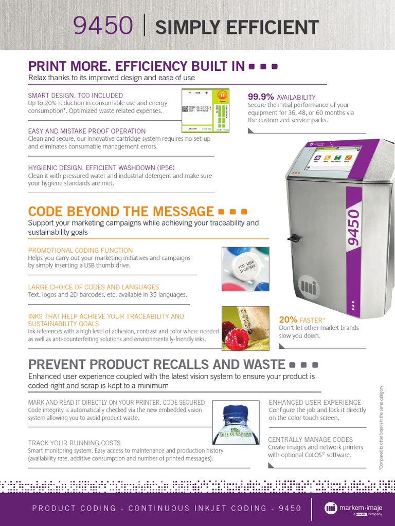 Markem Imaje 9450 | PDF | Printer (Computing) | Barcode