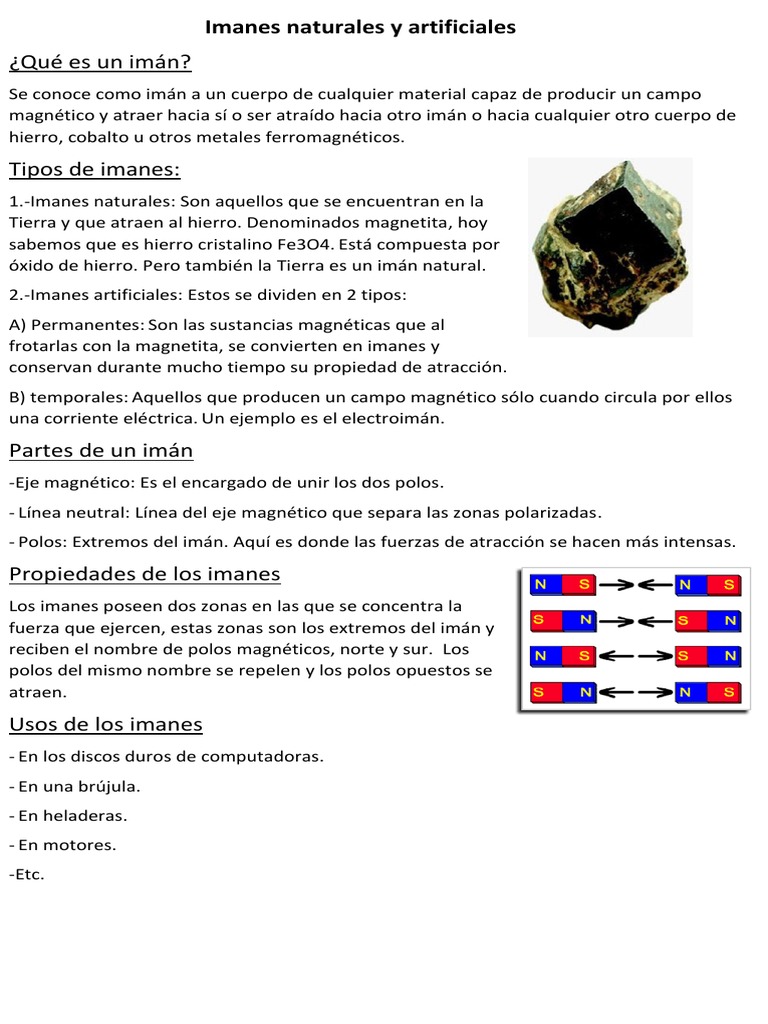 Imanes: Naturales y Artificiales | PDF | Tecnología