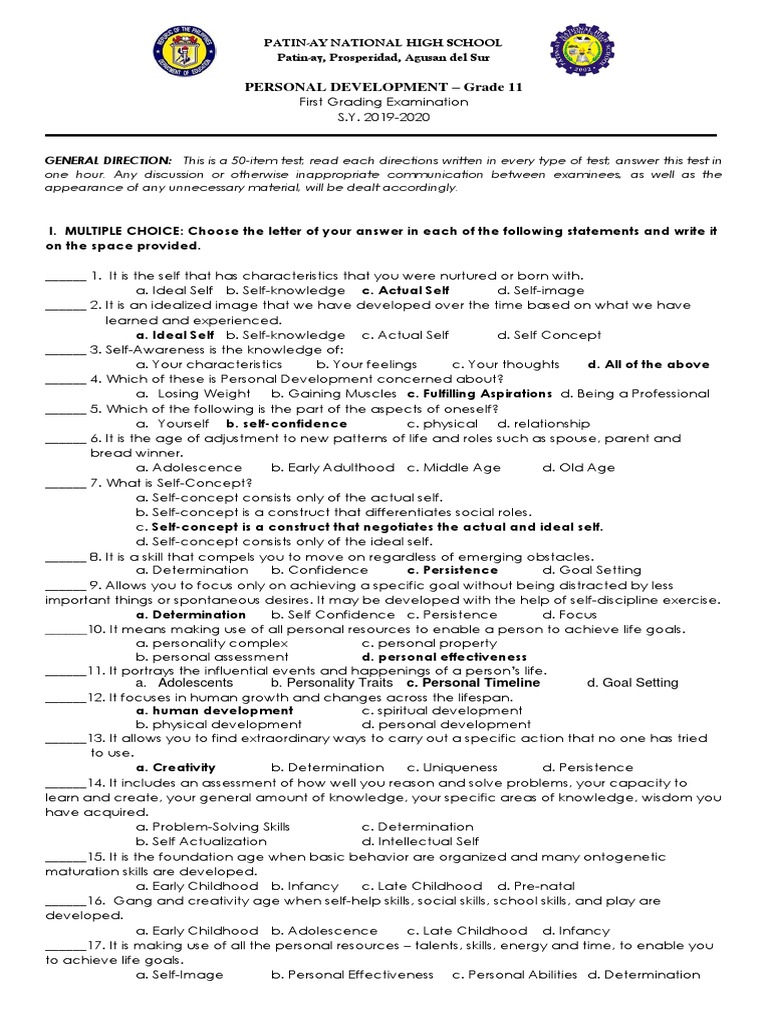 Personal Development - Grade 11 | PDF | Attitude (Psychology) | Emotions