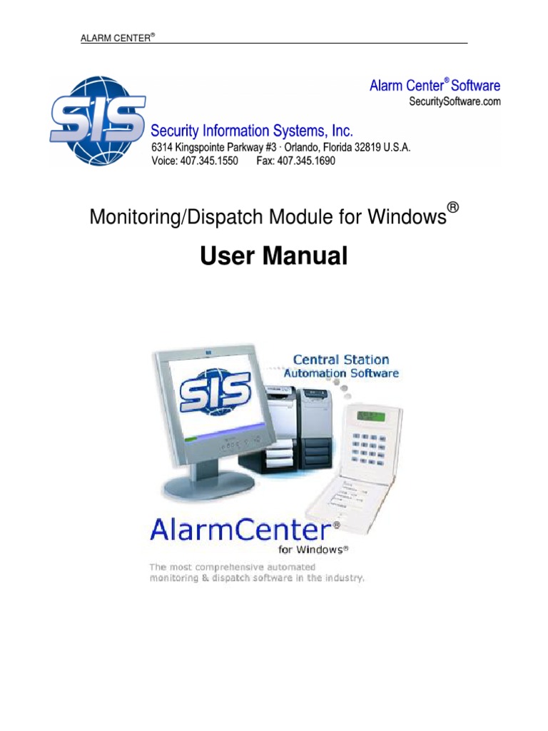Alarm Center Users Manual | PDF | Microsoft Windows | Windows Vista