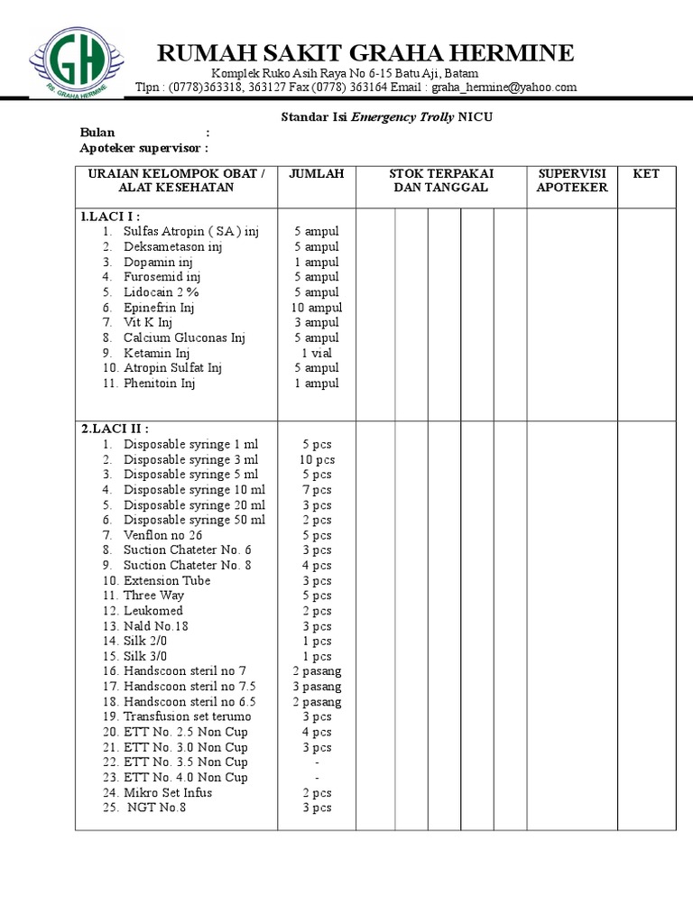 Troli Emergency Nicu New | PDF | Kesehatan Holistik