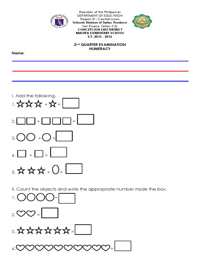 2nd Quarter Test Kinder and Grade 1 | PDF | Learning