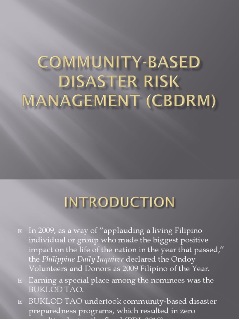 Community-Based Disaster Risk Management (CBDRM) | PDF | Hazards ...