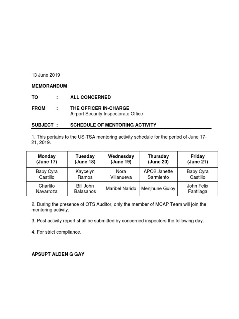Mentoring Schedule | PDF