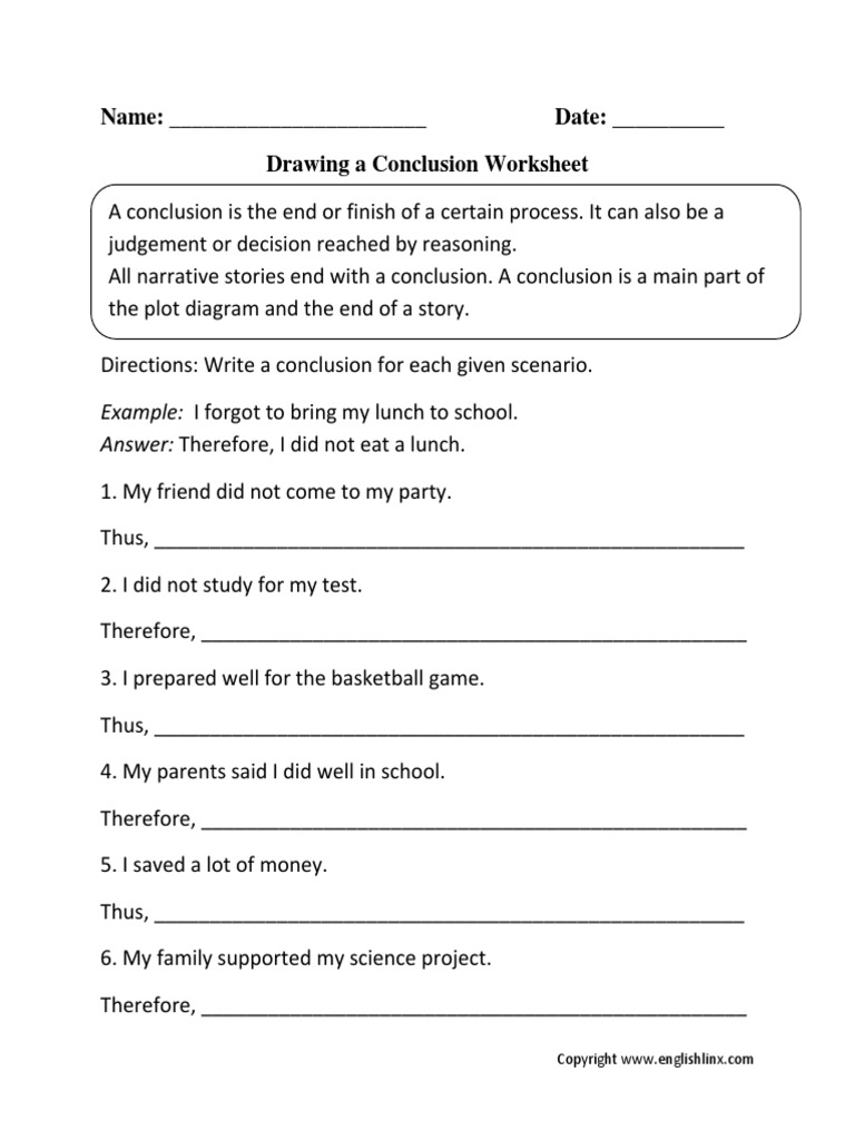 Drawing A Conclusion Worksheet | PDF