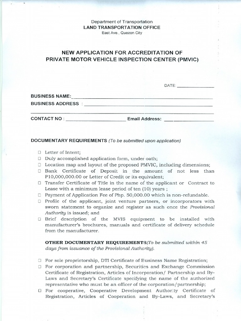 LTO Inspection - Form PDF | PDF