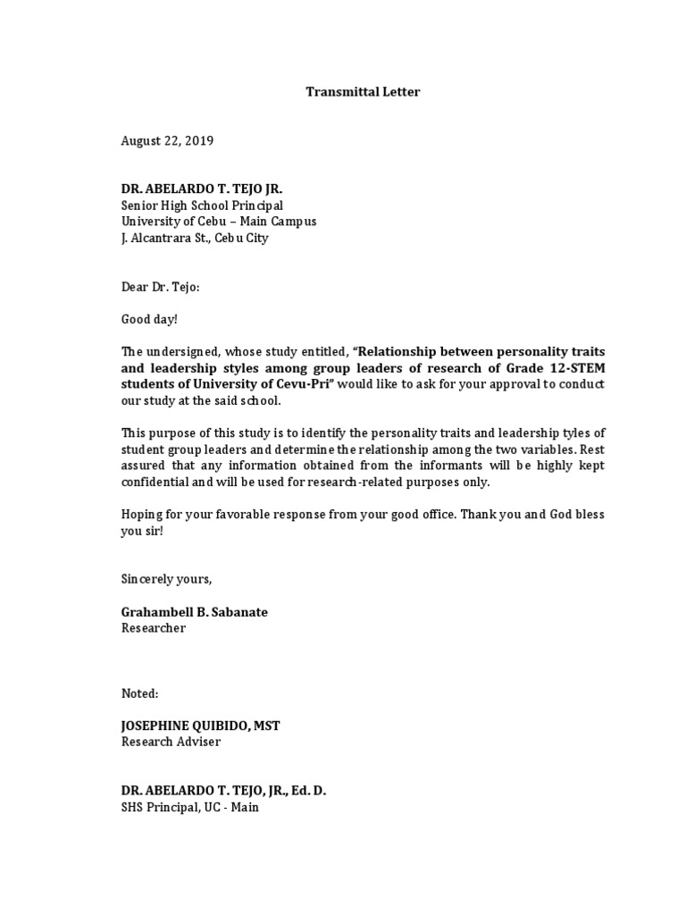 Transmittal Letter | PDF