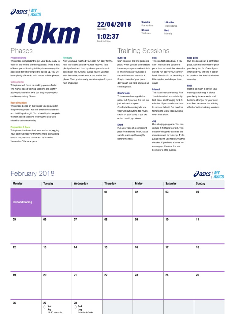 10km Race Training Program | PDF | Physical Fitness | Recreation