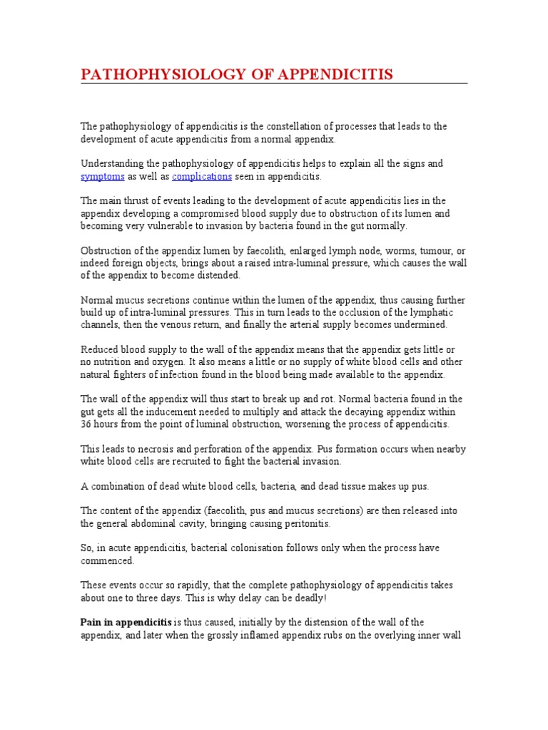 Pathophysiology of Appendicitis | Blood | Clinical Medicine