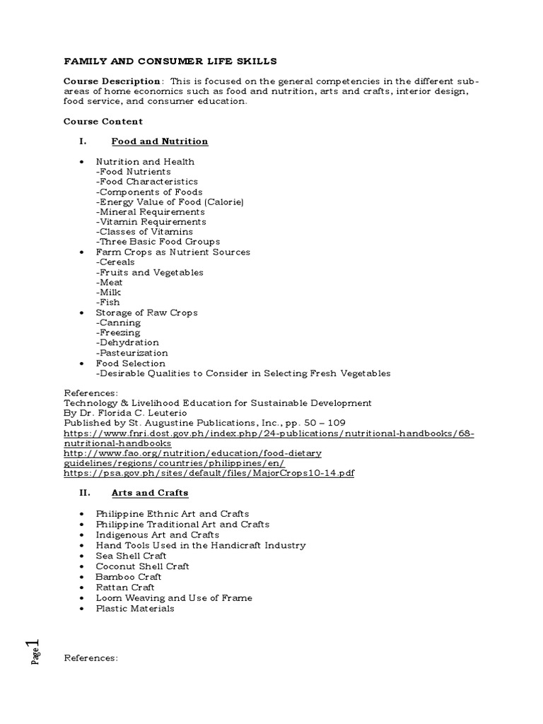 Content Family and Consumer Life Skills | PDF | Foods | Nutrition