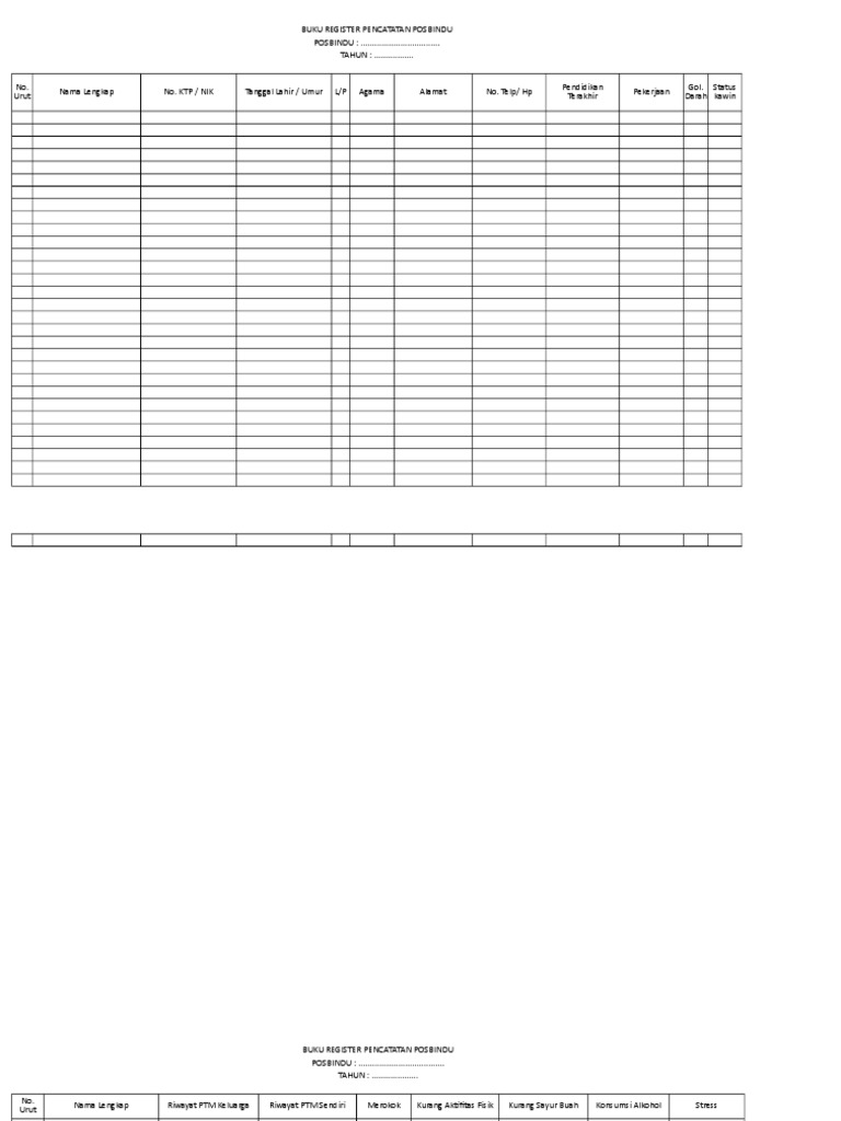 Form Register Posbindu | PDF