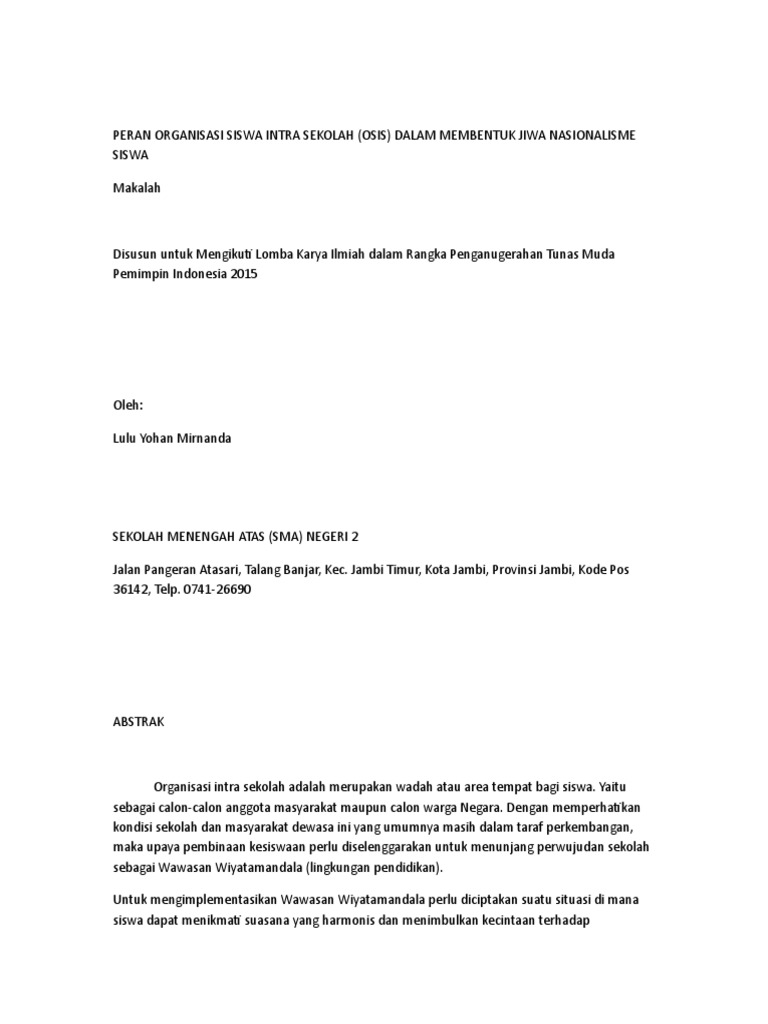 Peran OSIS dalam Nasionalisme Siswa | PDF | Karier & Perkembangan