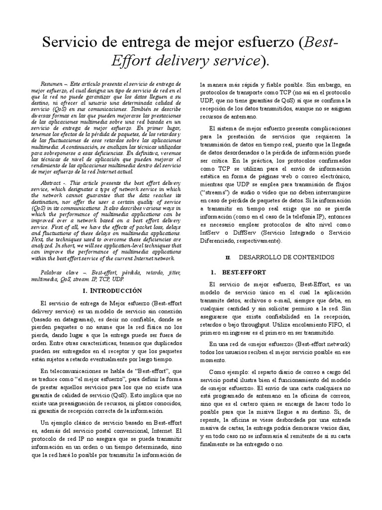 Best Effort | PDF | Protocolos de internet | Transmisión de datos