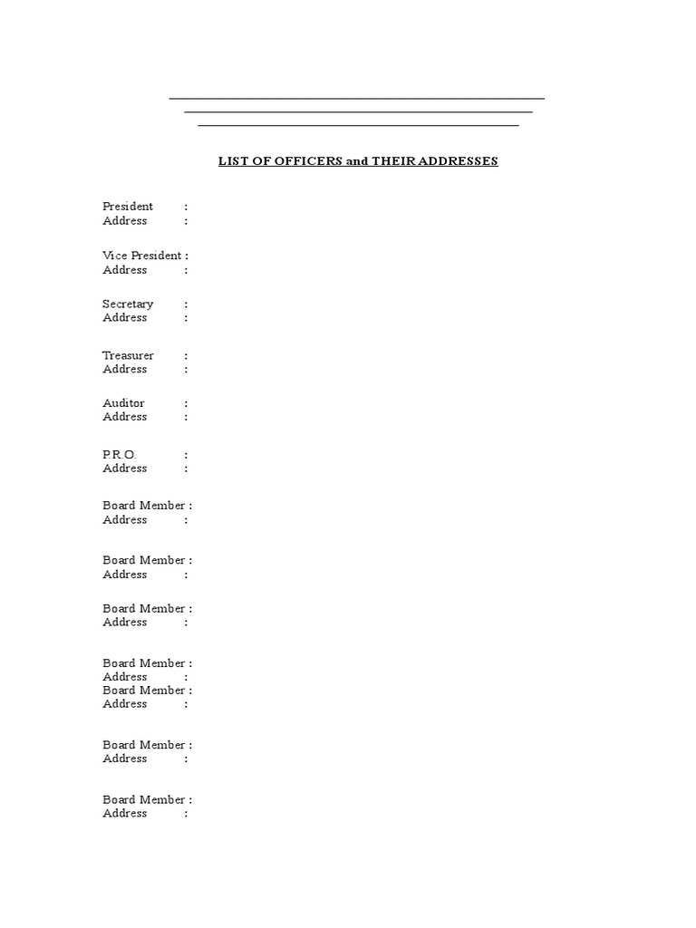 Organization Officers List | PDF