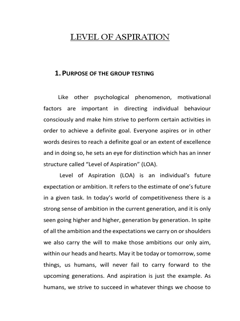 Level of Aspiration | PDF | Validity (Statistics) | Motivation