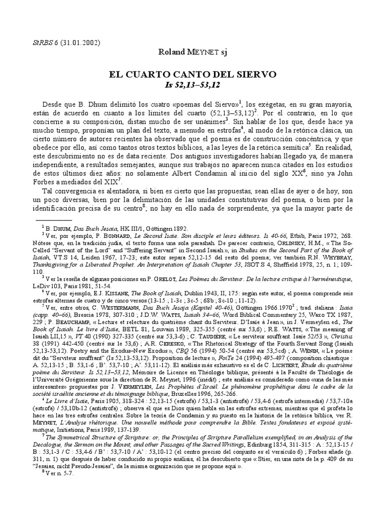 El Cuarto Canto Del Siervo - Roland Meynet | PDF | Dios | Pecado