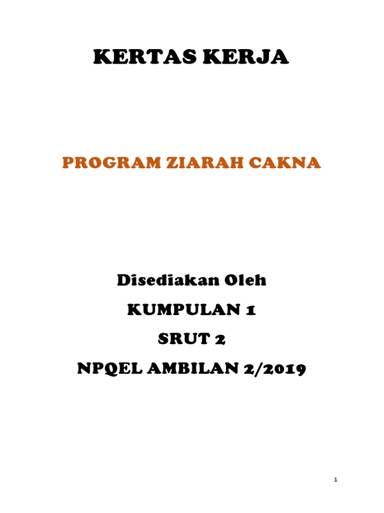 Kertas Kerja Program Ziarah Cakna | PDF