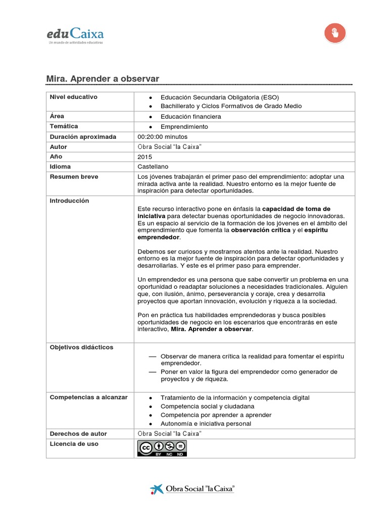 Aprender A Observar | PDF | Iniciativa empresarial | Aprendizaje