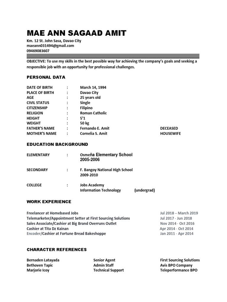 Maymay Resume | PDF | Career & Growth