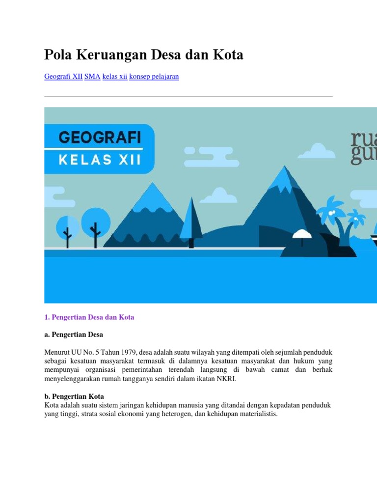 Pola Keruangan Desa Dan Kota | PDF