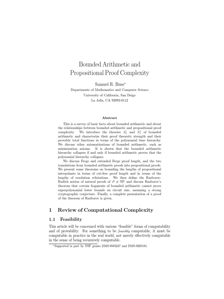 Buss Arith | PDF | First Order Logic | Computability Theory