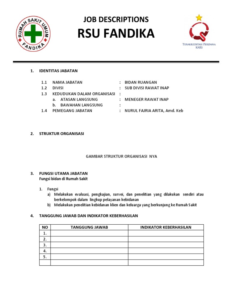 Form Job Description Pegawai | PDF