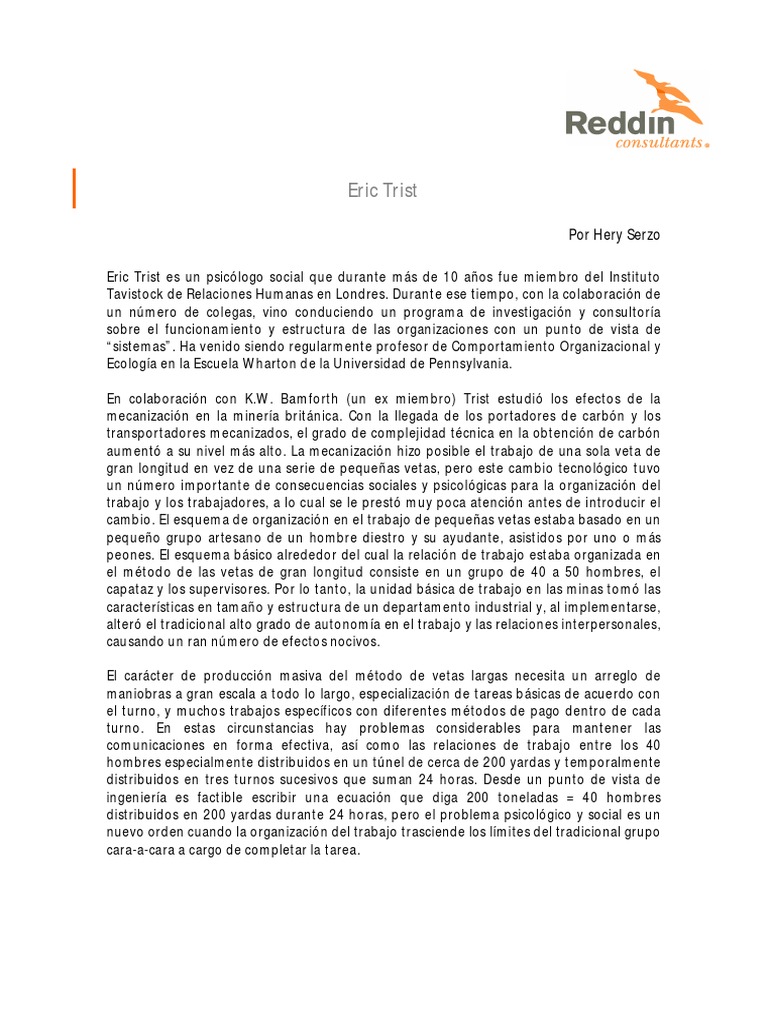 Eric Trist | PDF | Sistema | Sicología
