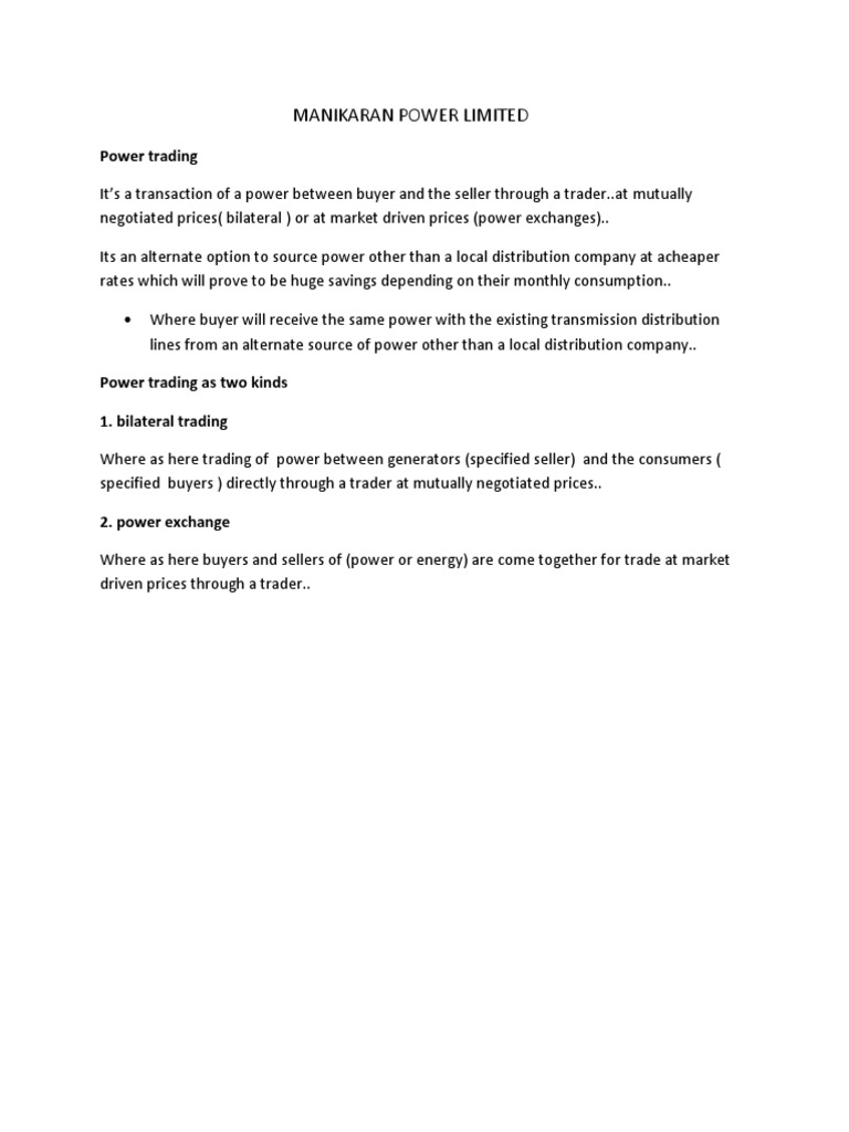 Manikaran Power Limited | PDF