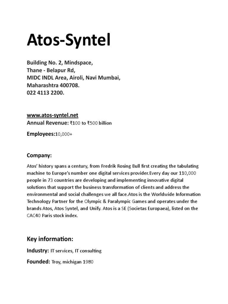 A Comprehensive Profile of Atos-Syntel, a Leading Global IT Services ...