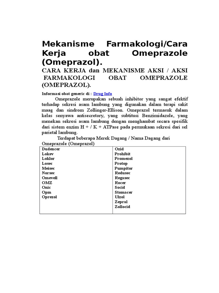 Meknisme Obat Omeprazol Dan Ranitidin | PDF