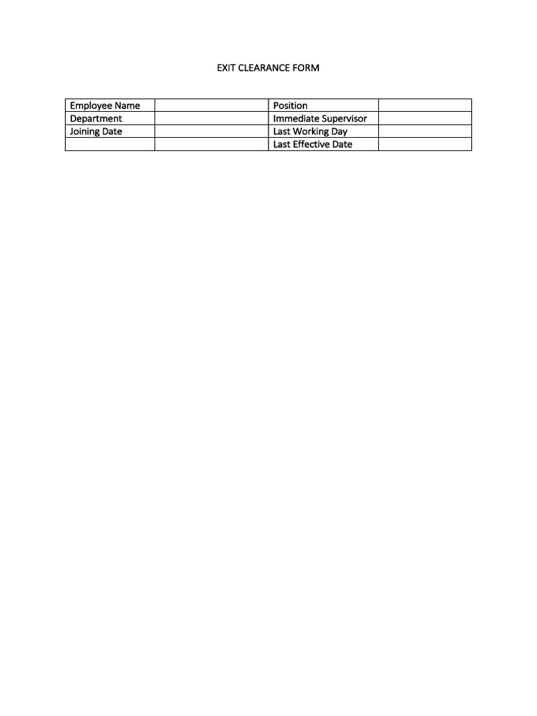 Exit Clearance Form | PDF