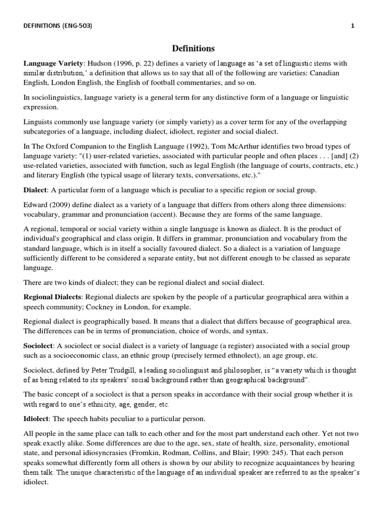 Language Variety | Dialect | Sociolinguistics