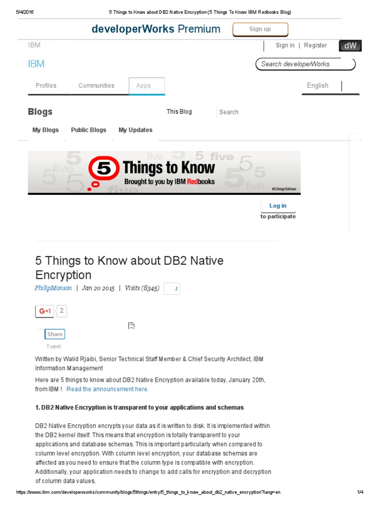 5 Things To Know About Db2 Native Encryption Pdf Cryptography