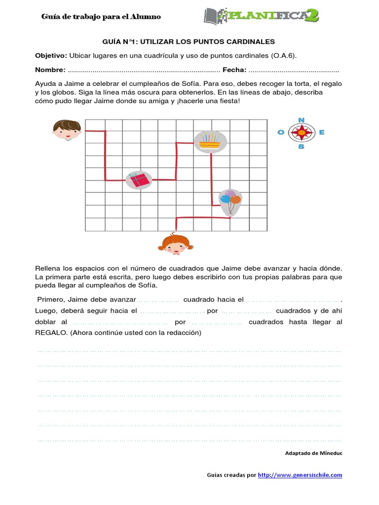 Actividades sobre Puntos Cardinales para Niños | PDF