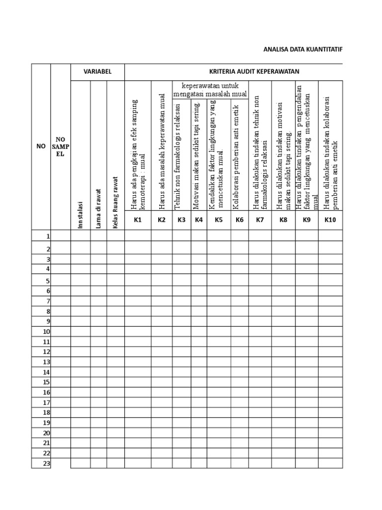Contoh Form Rekap Data Dan Analisa Data Audit | PDF