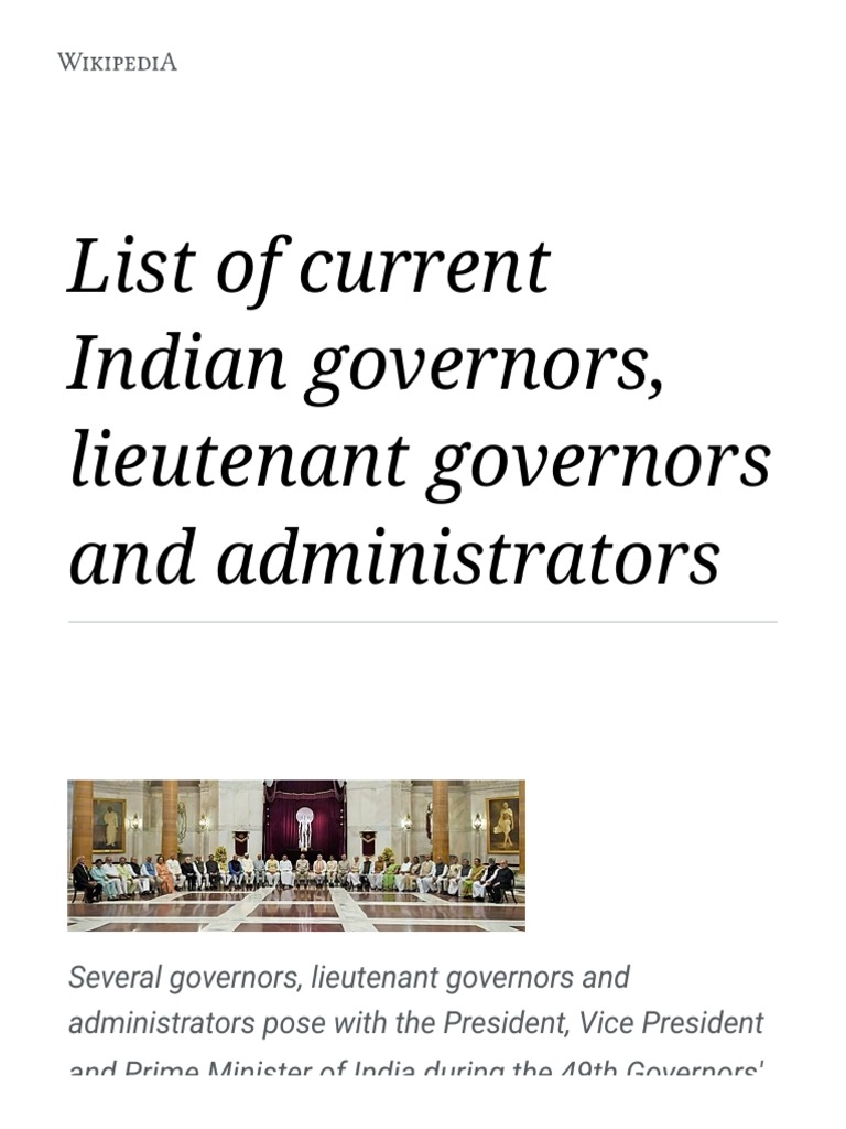 List of Current Indian Governors, Lieutenant Governors and ...