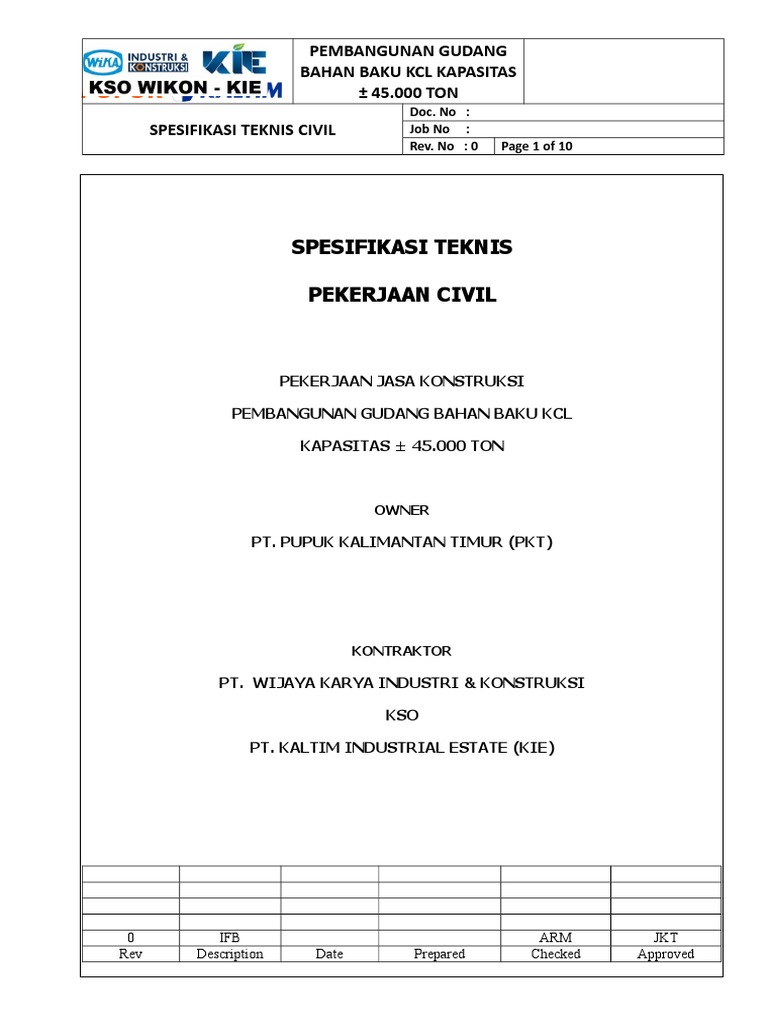 Template Spek Material | PDF