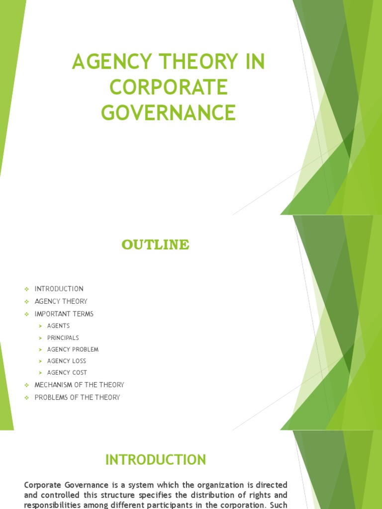 Agency Theory in Corporate Governance | PDF | Corporate Governance ...