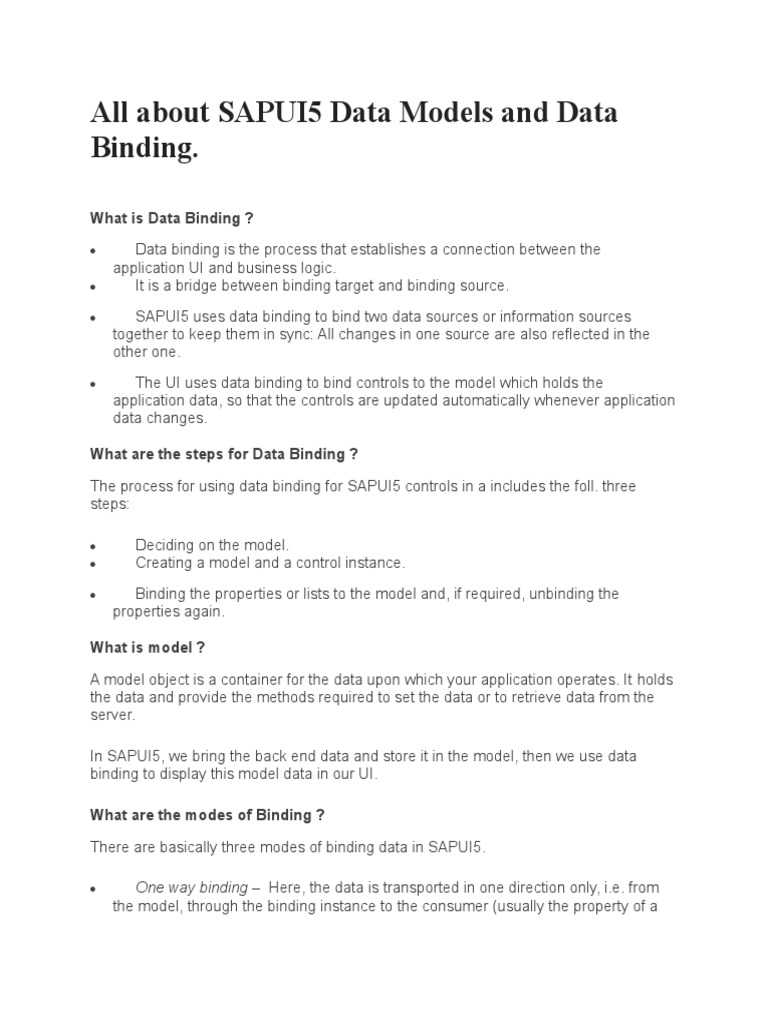 Sapui5 Data Models And Data Binding Pdf Json Xml 1518