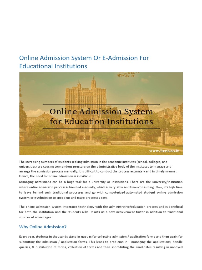 Online Admission System | PDF | Online And Offline | Application Software