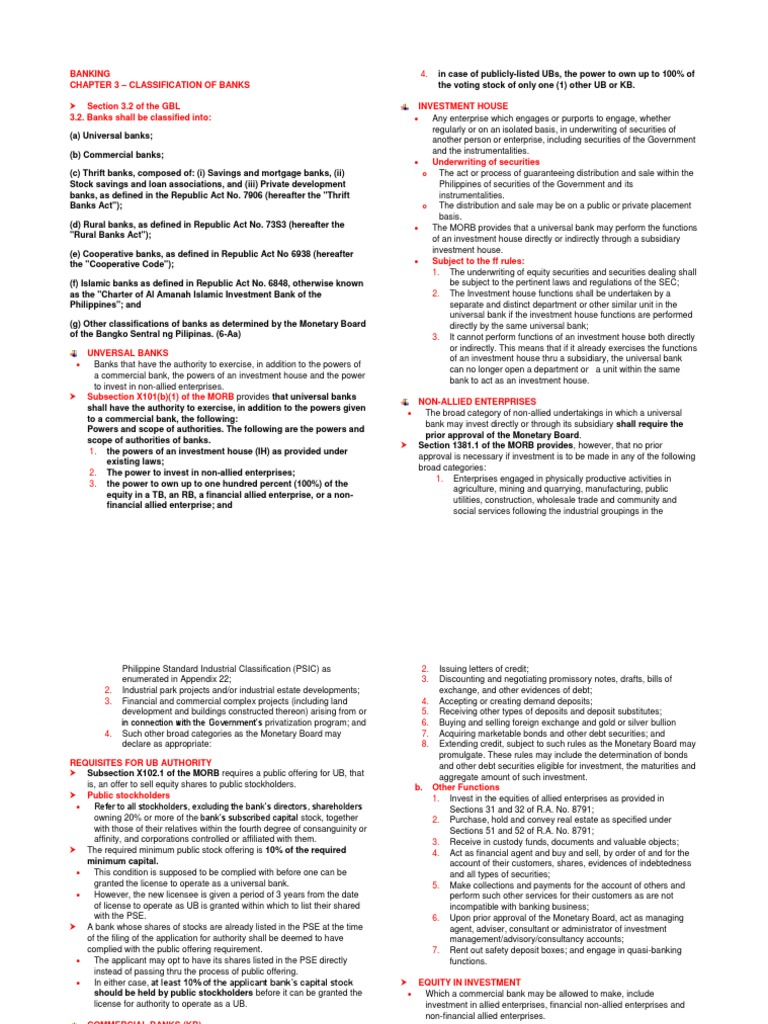 Chapter 3 - Classification of Banks | PDF | Savings And Loan ...