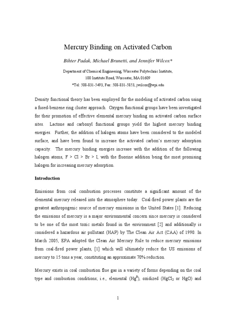 Activated Carbon Absorption | PDF | Adsorption | Chlorine