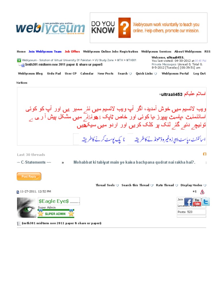 MTH301 Solved Finalterm Papers Solved | PDF | Web 2.0 | Websites