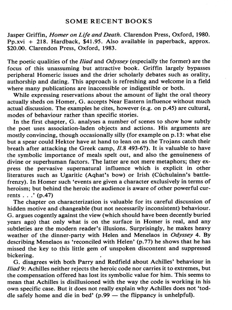 Some Recent Books: Iliad 9: Achilles Neither Rejects The Heroic Code ...