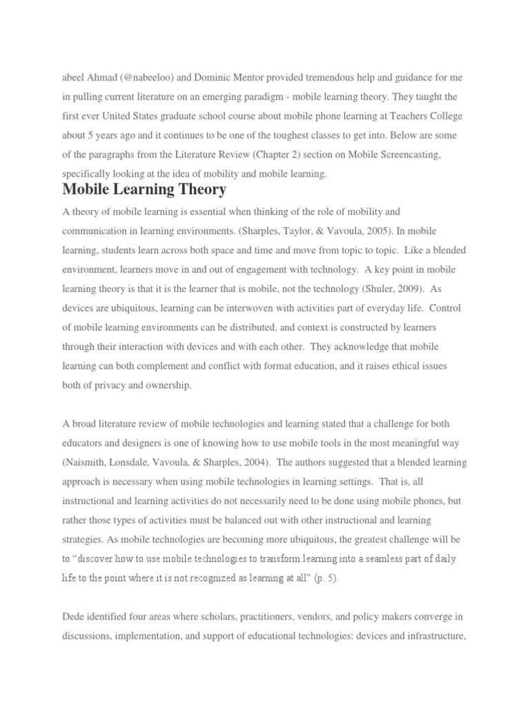Mobile Learning Theory | PDF | Learning | New Media