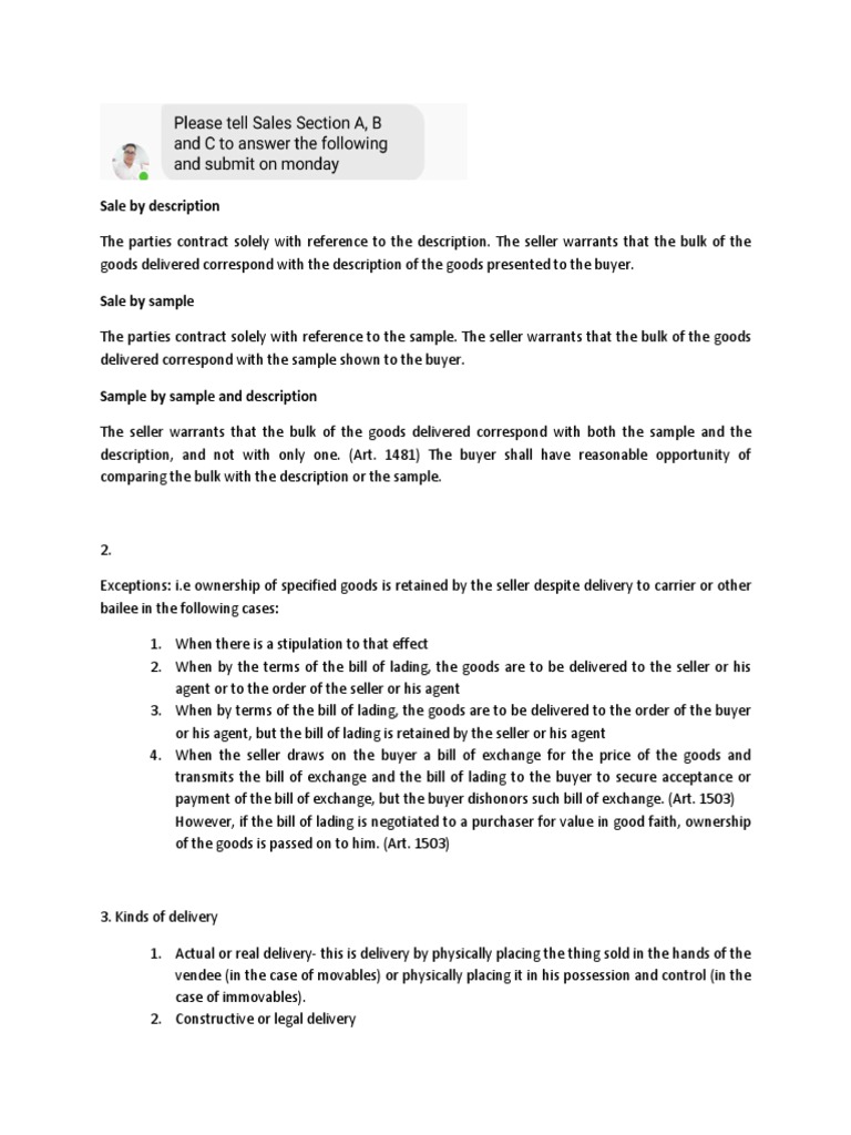Sale by Description and Sample Explained | PDF | Bill Of Lading | Sales