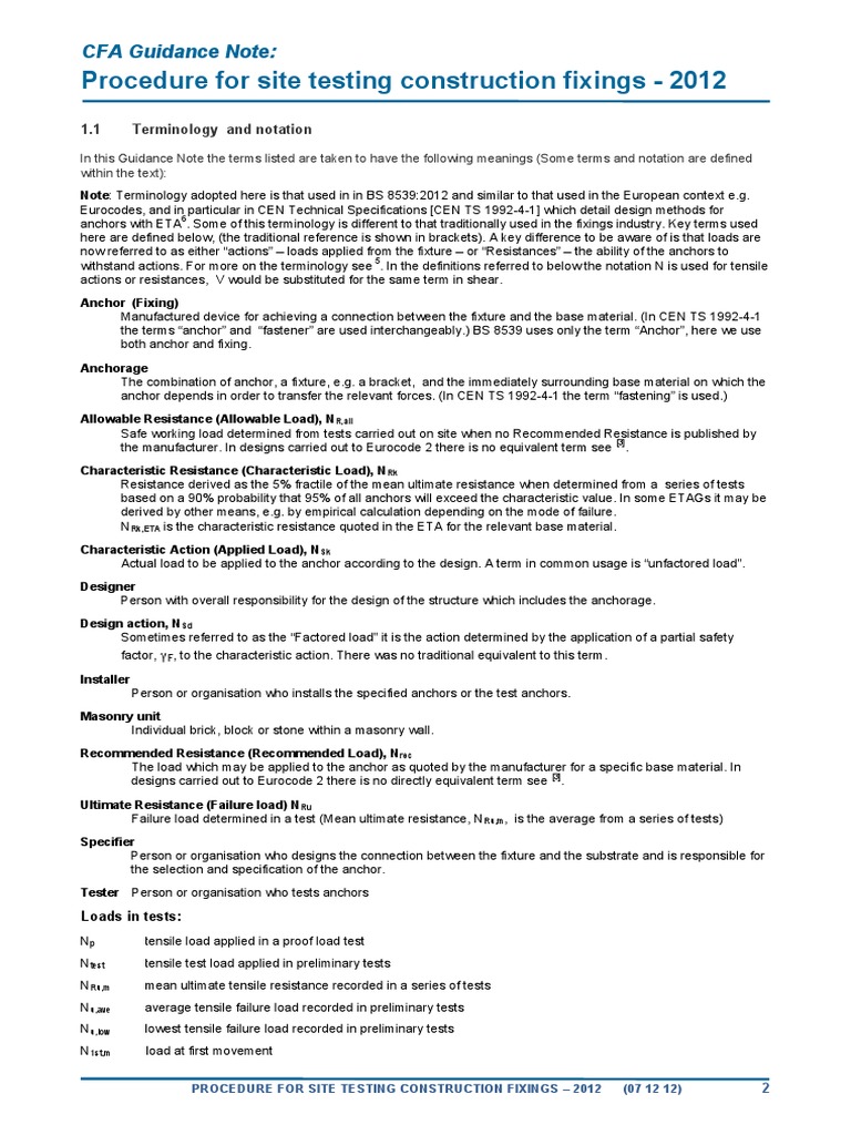 Cfa 2 7 | PDF | Anchor | Concrete