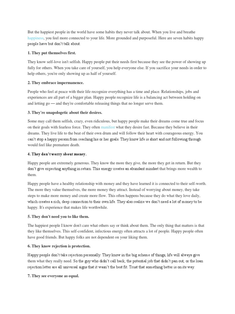 7 Habits of Happy People | PDF