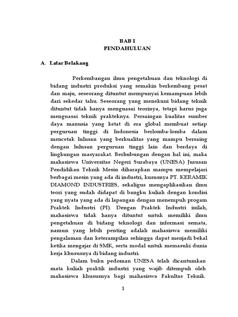 Contoh Bab 1 Laporan PKL | PDF