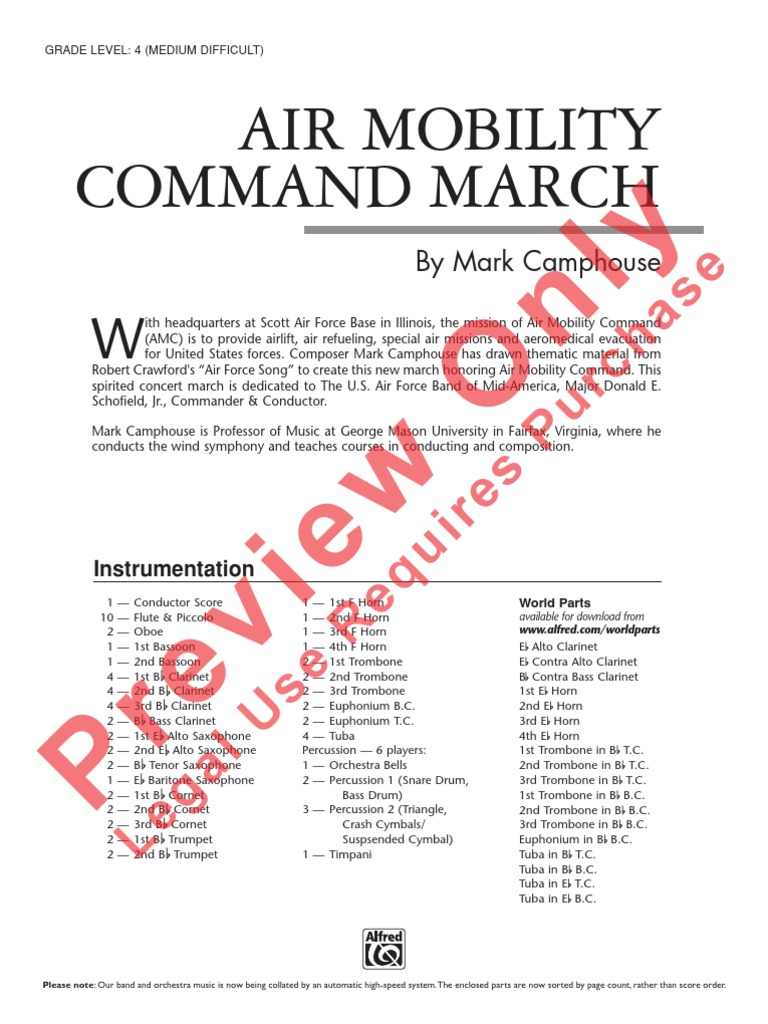 Air Mobility Command March - Score PDF | PDF | Trombone | Music Production